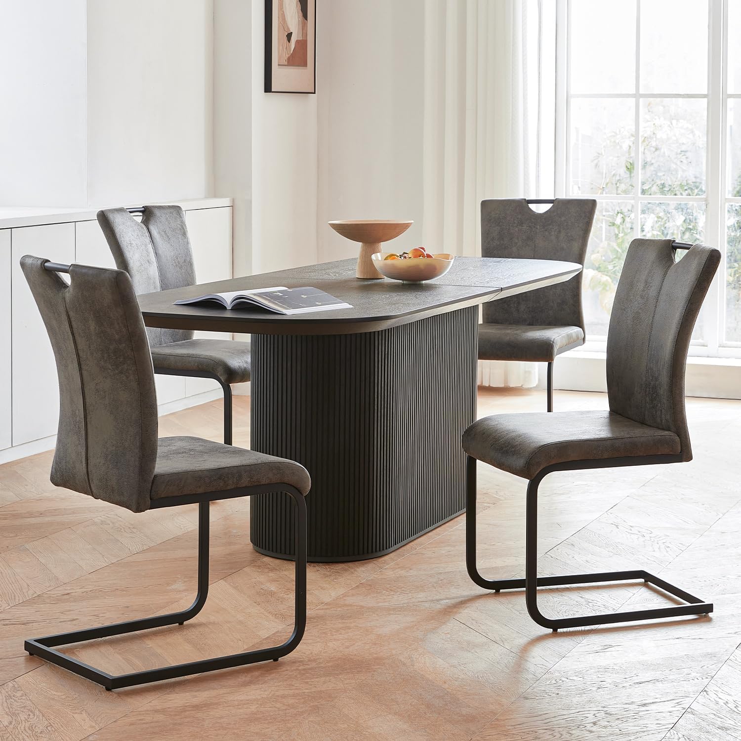 Amazon.com - GrandNoor Vintage Fabric Dining Chairs Set of 4 with ...