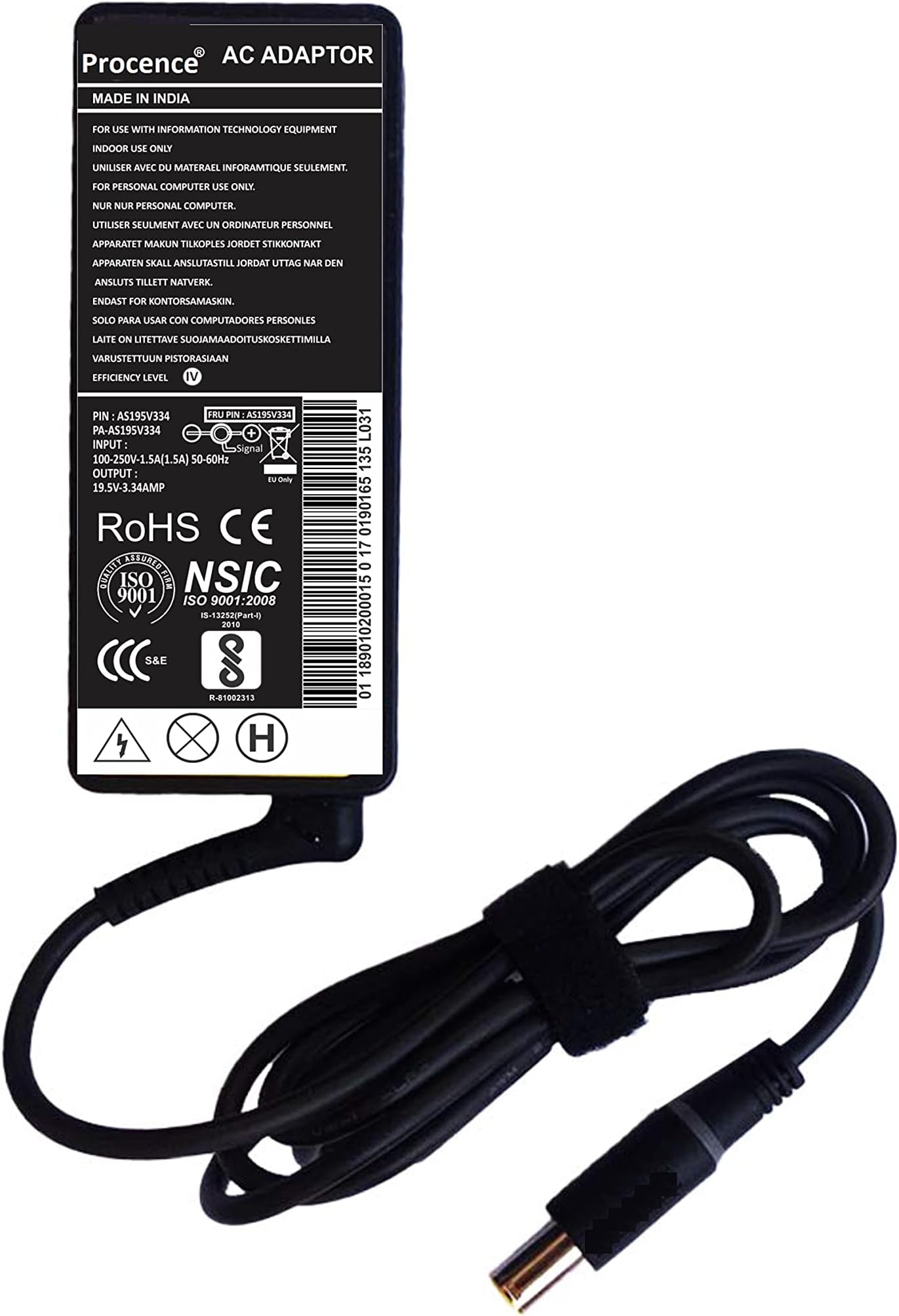 Laptrix 3 PIN Laptop Charger Compatible for Lenovo 20V 3.25A 65W with 4 ...