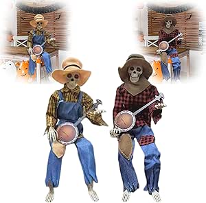 Amazon.com: Halloween Banjo Playing Skeletons - Dueling Poseable ...