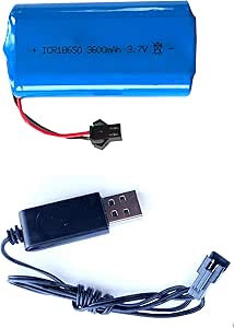 Amazon.com: ZJGYL 3.7v 3600mAh ICR18650 Rechargeable Battery with SM 2P Plug Charge Cable 1pcs ...