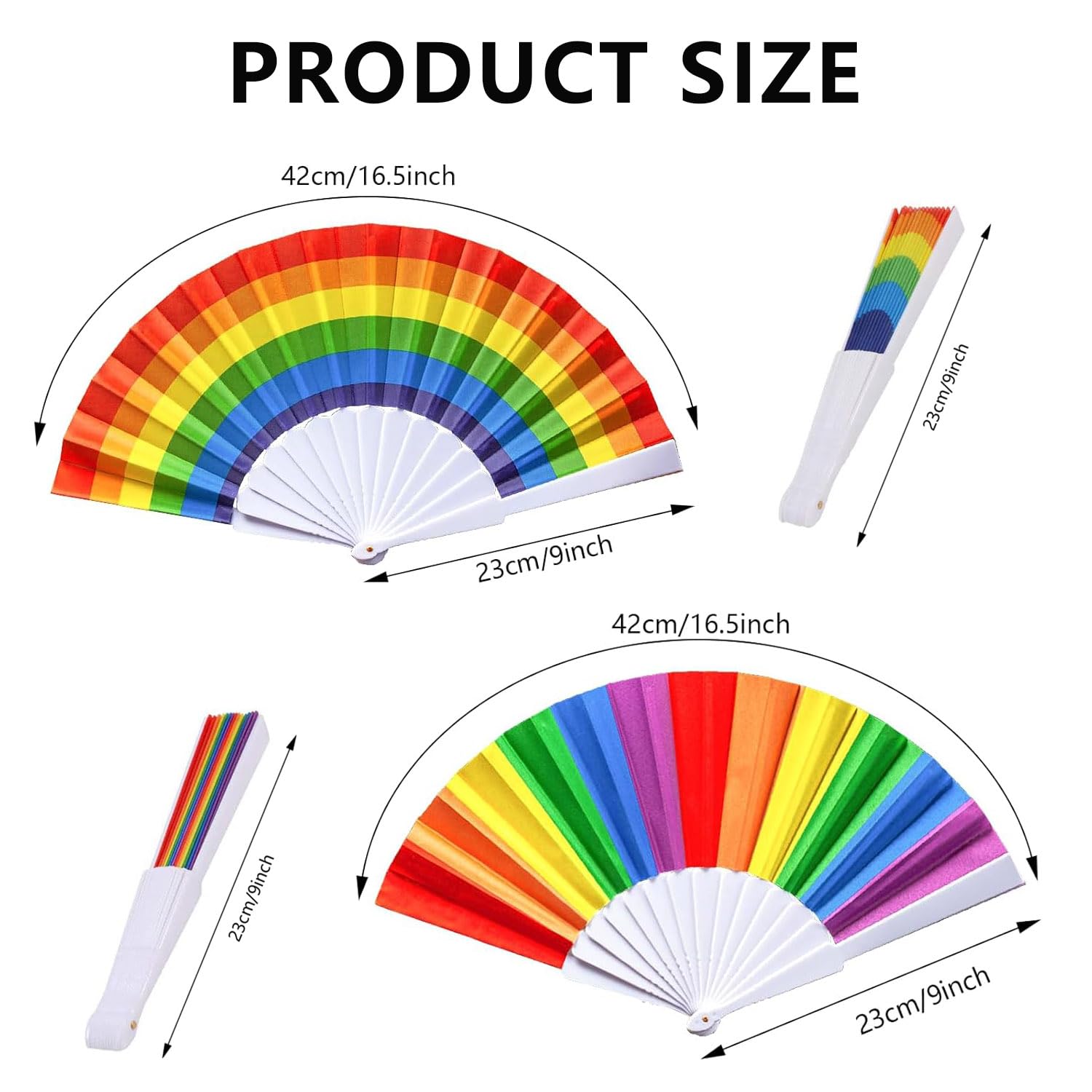 OdiuK 8 Pcs Pride Decorations Rainbow Folding Hand Fan, Foldable Fabric ...