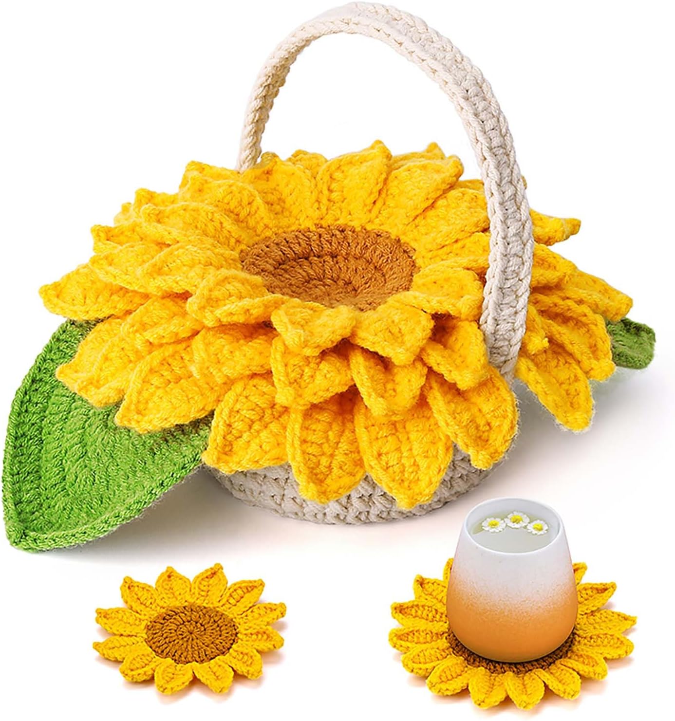 Amazon.com: blync Crochet Kit for Beginners - 3PCS Coaster Sunflower ...