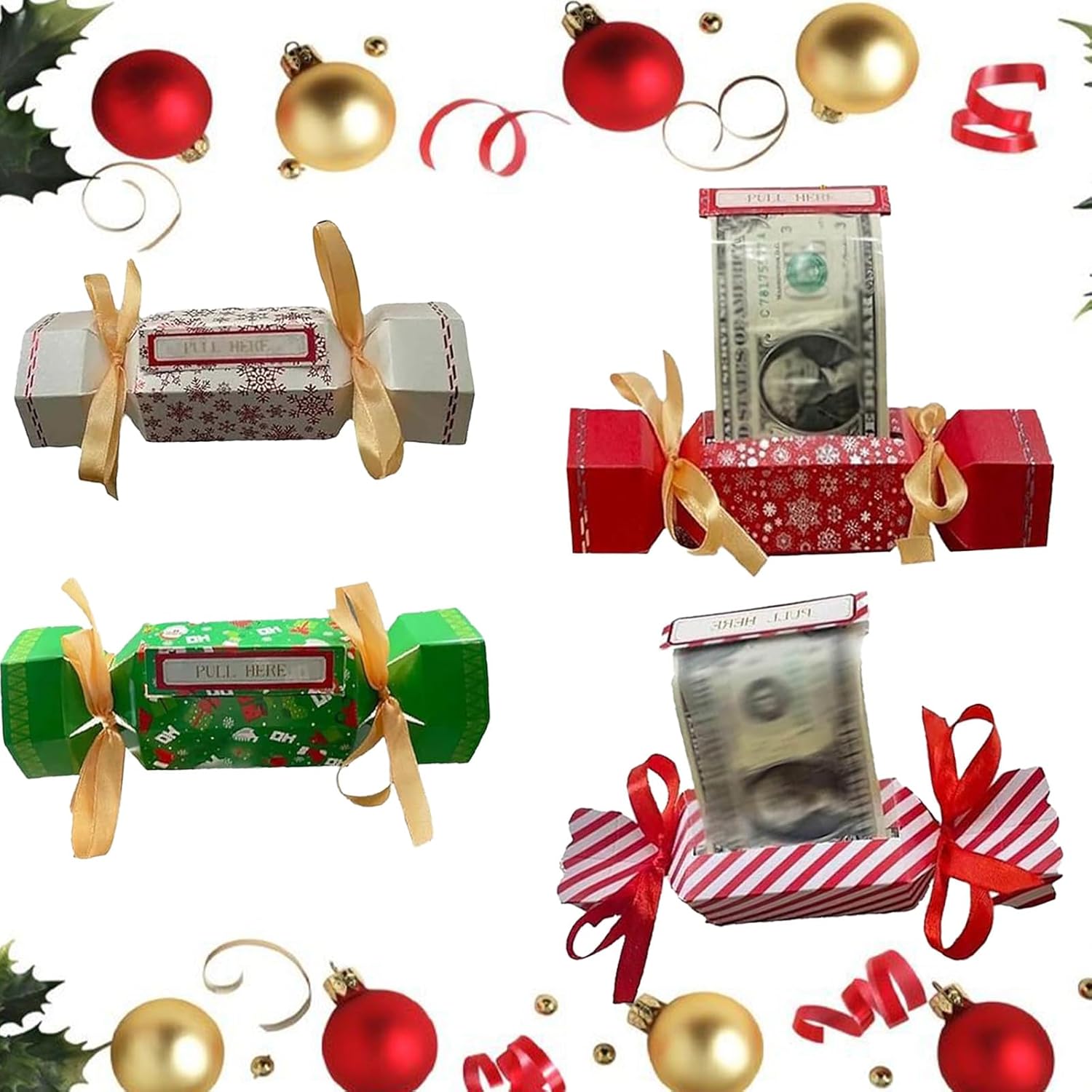 4PCS Christmas Money Box, Money Pull out Gift Box Christmas, Christmas ...