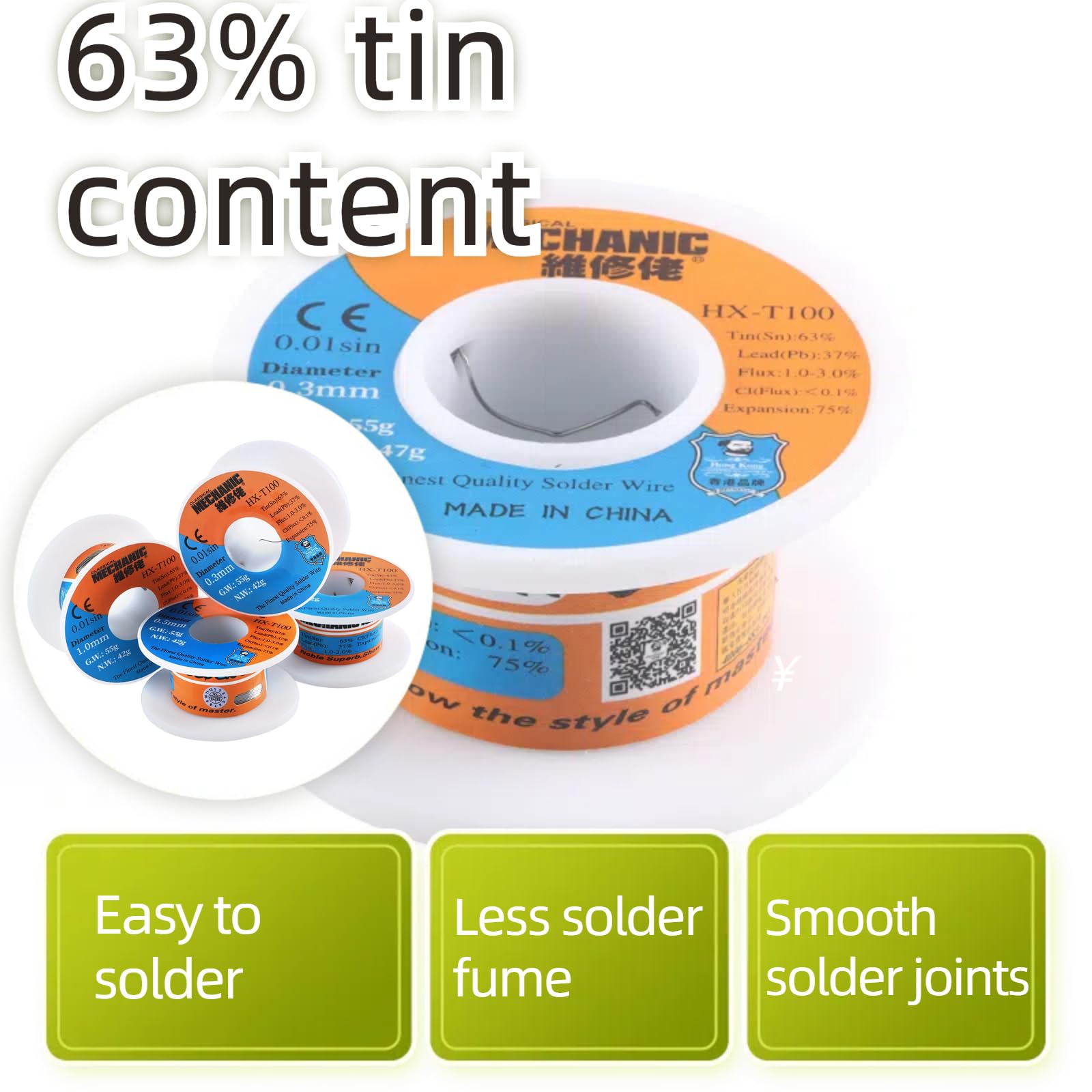Snapklik.com : 63-37 Tin Lead Solder Wire 0.3mm For Electrical ...