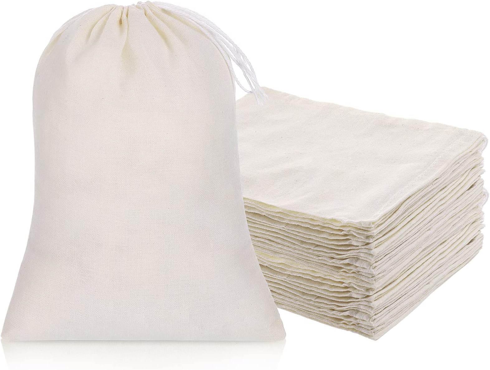Amazon.com: 50 Pieces Reusable Cotton Filter Bags Drawstring Soup Bags ...