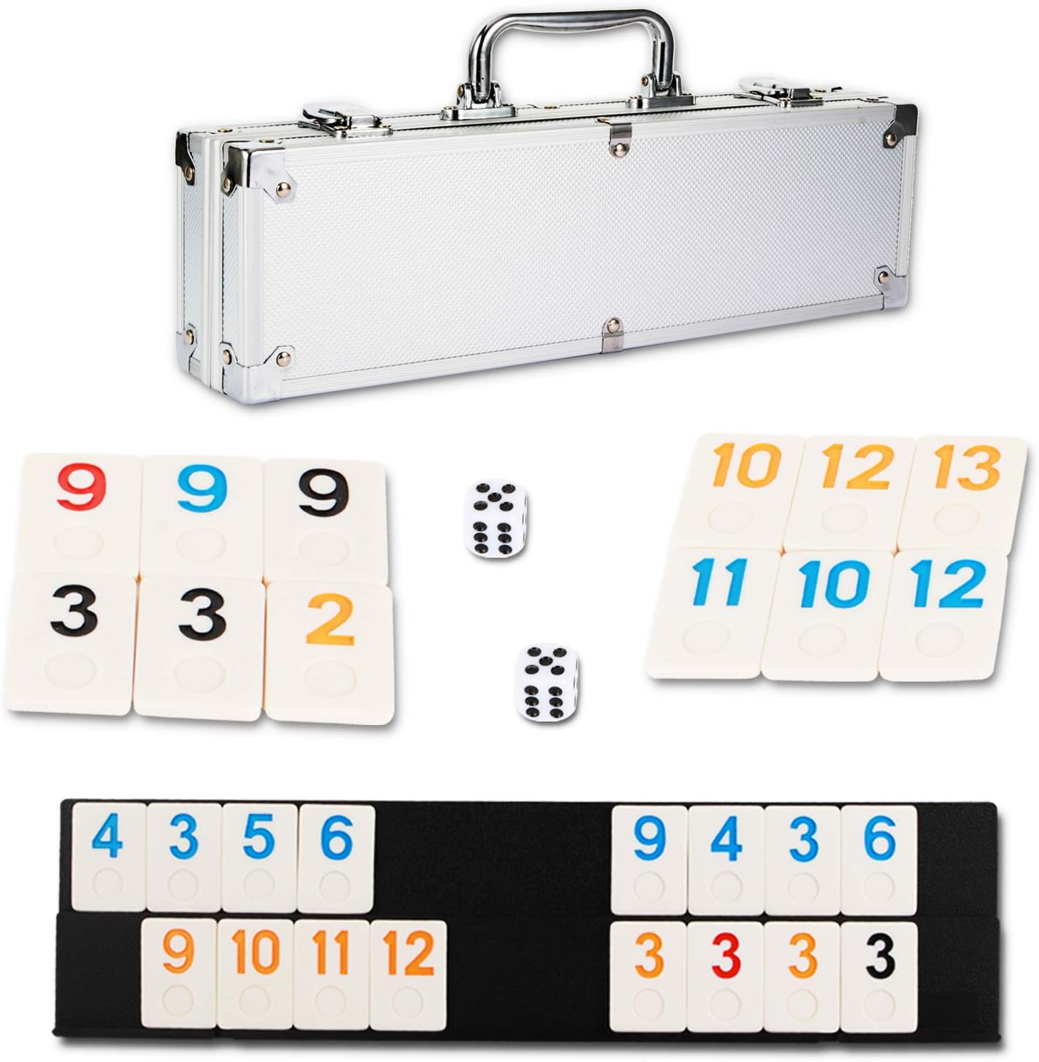 Amazon.com: NOLIE 106 Tiles Rummy Cube Game Set with Aluminum Case and ...