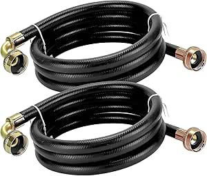 2 Pack 6 FT Black Rubber Washing Machine Hose with 90 Degree Elbow ...