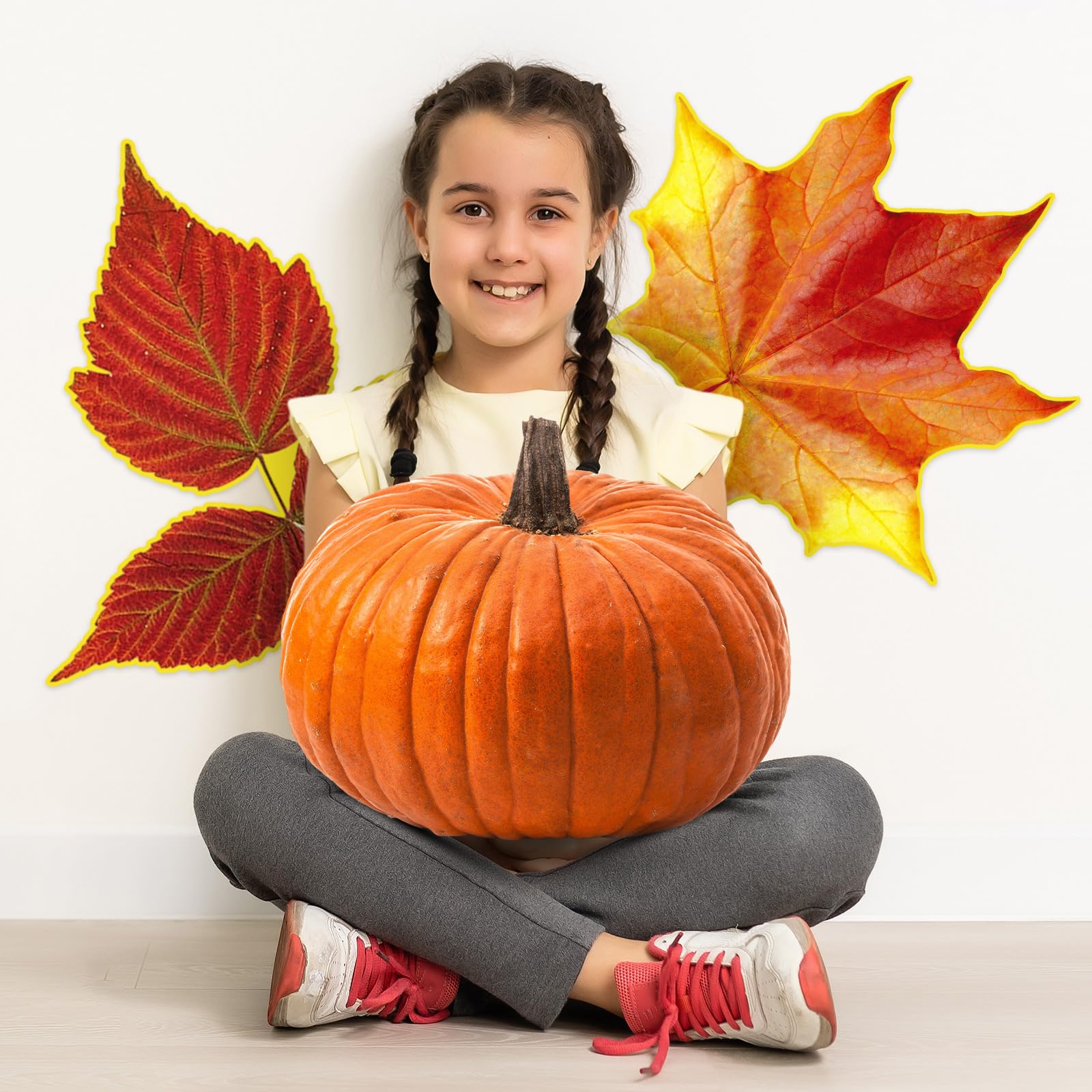 Amazon.com: Cholemy 100 Pcs Jumbo Fall Crafts Pumpkins and Maple Leaf ...