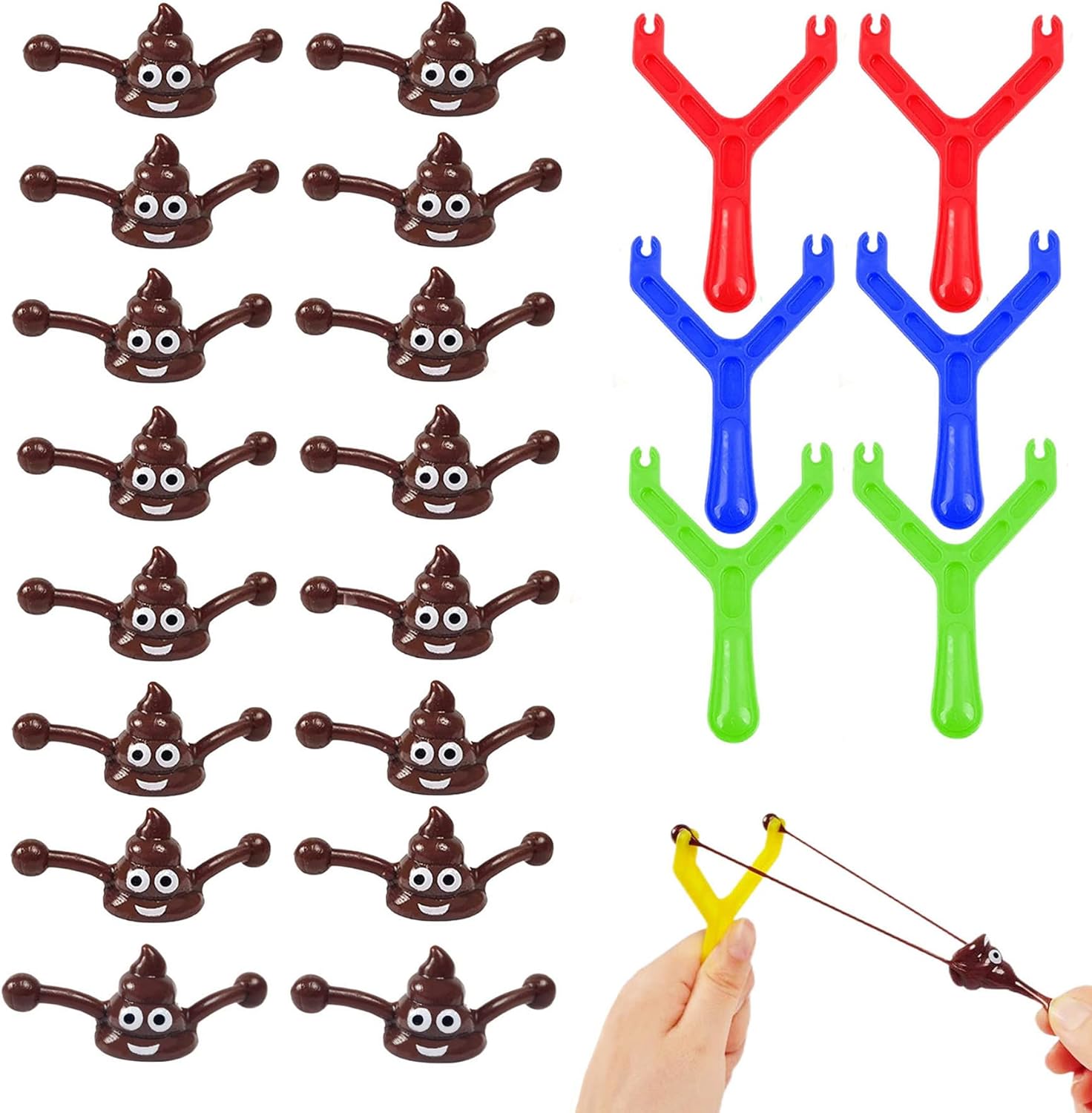 22pcs Funny Poo Slingshot Toy for Kids Adults,16 Poo Mochi Squishy Toys ...