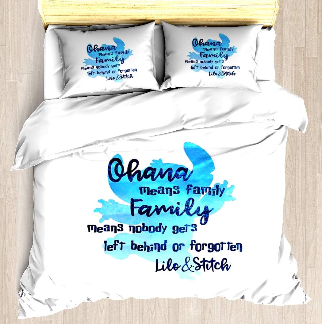 Amazon.com: NTCBED Ohana Means Family - Juego de funda de edredón suave ...