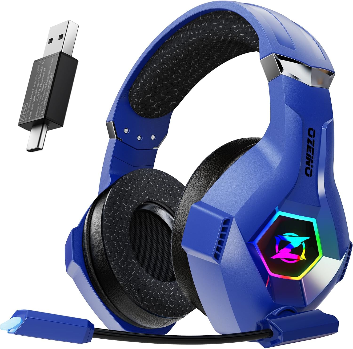 Ozeino ZW1S Wireless Gaming Headset with Microphone, Lossless 2.4GHz ...