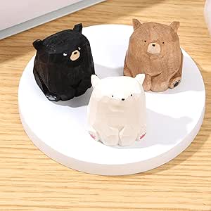 Amazon.com: YLMFTNU 3 Pcs Miniature Bear Statues, Wooden Bear Figurines ...