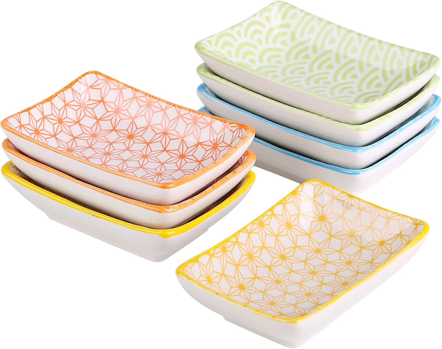 vancasso, Series Natsuki, 8-Piece Rectangular Saucer Dish Set - Ceramic ...
