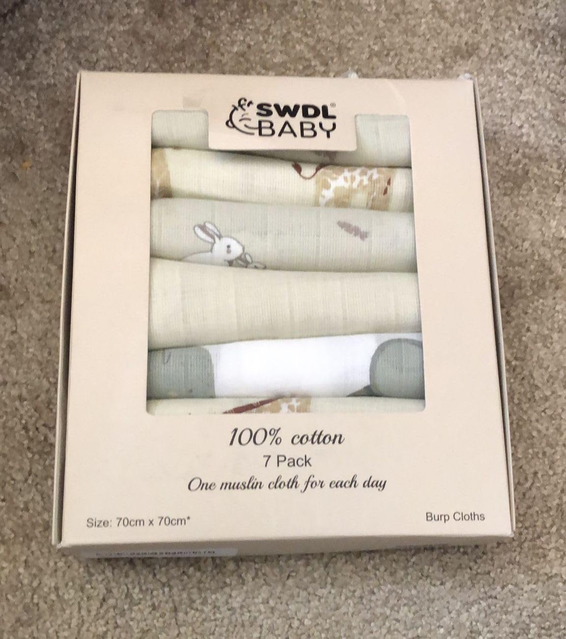 Baby Muslin Cloths Large, Muslin Squares, Pack of 7, 70 x 70 cm, Safari ...