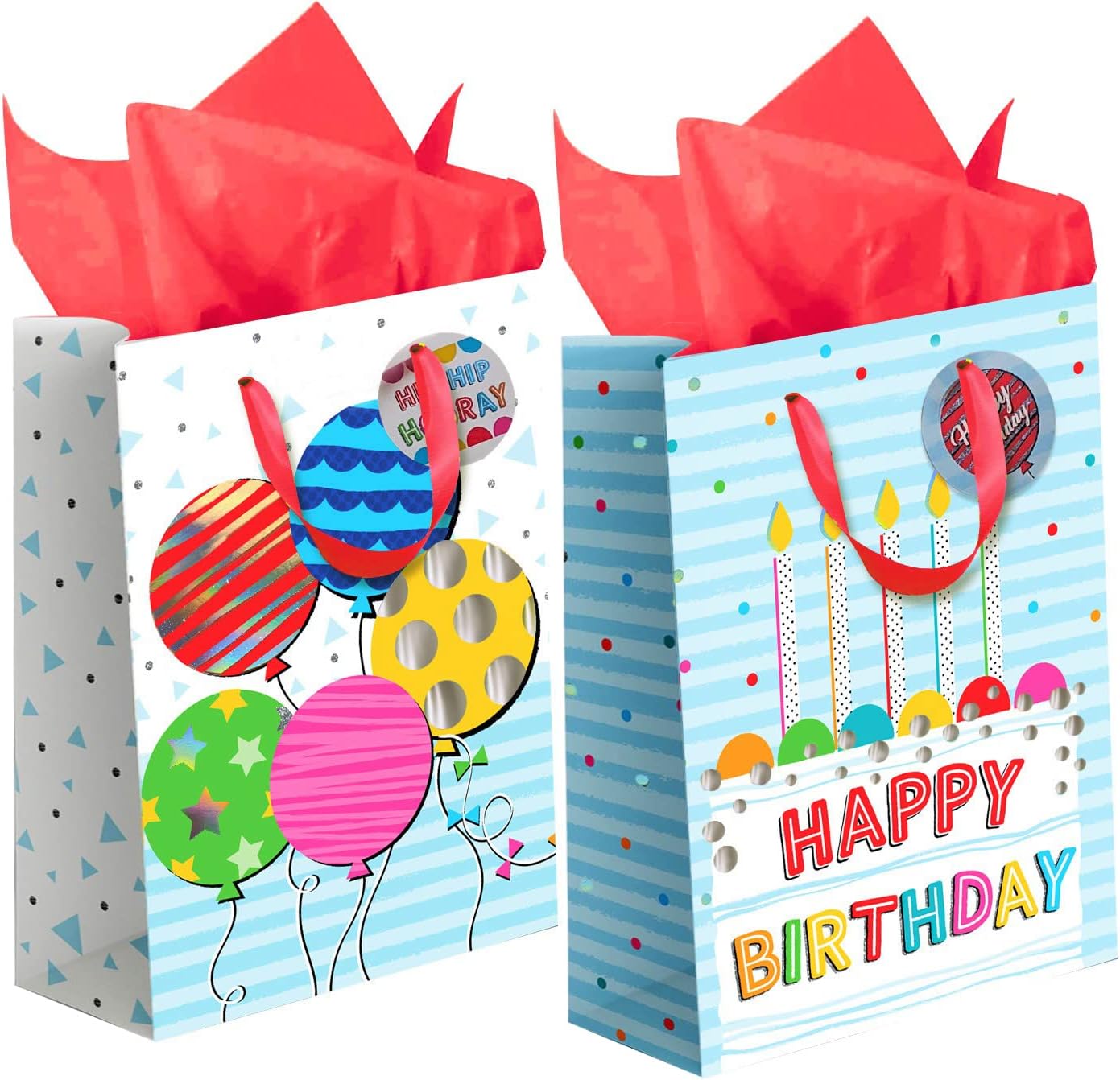 Amazon.com: YE GIVING Happy Birthday Gift Bags With Tissue, Large Size ...