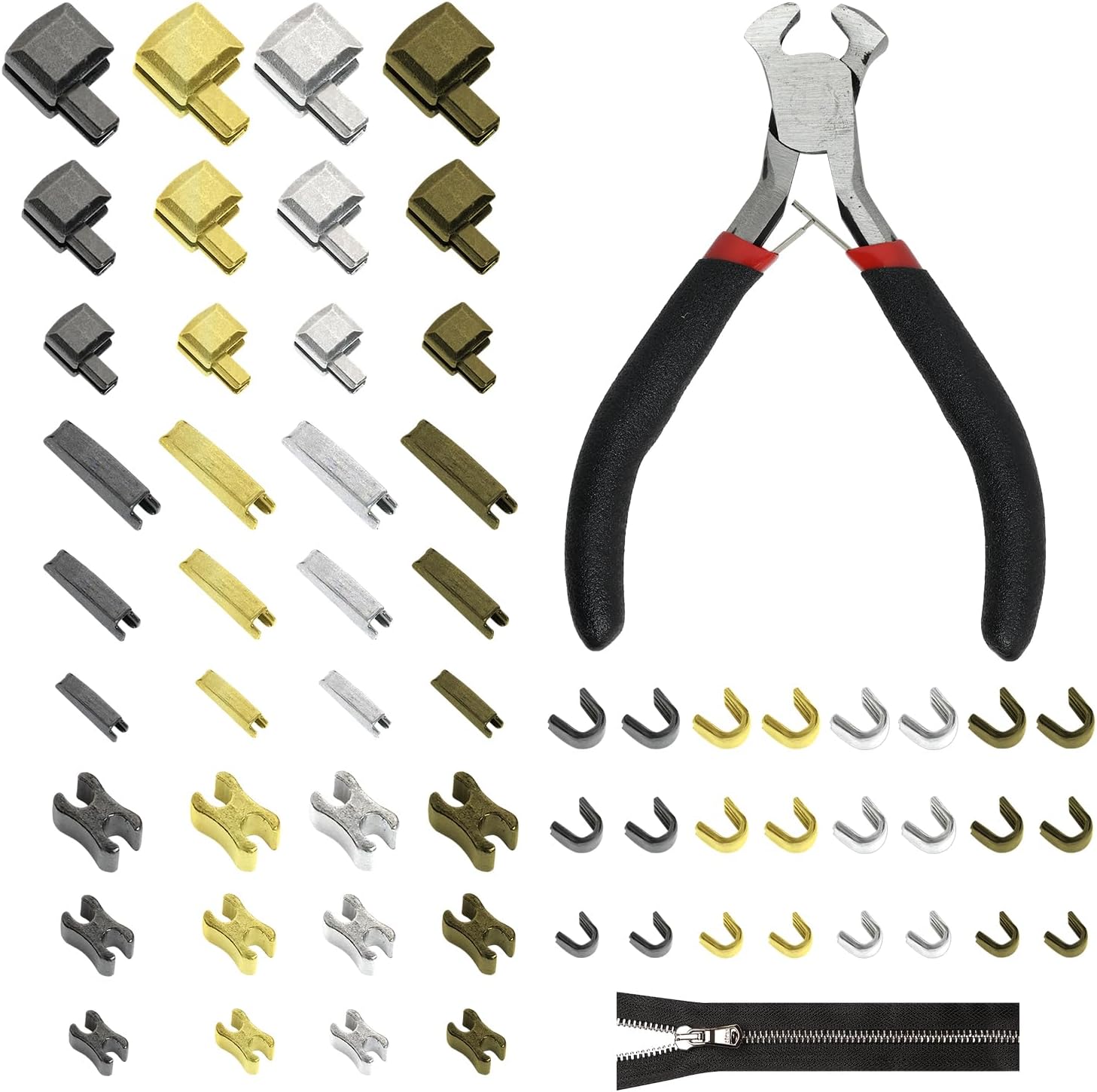 Kasoud Zip Repair Set, 60PCS Insertion Pin Zipper Bottom, Zipper ...