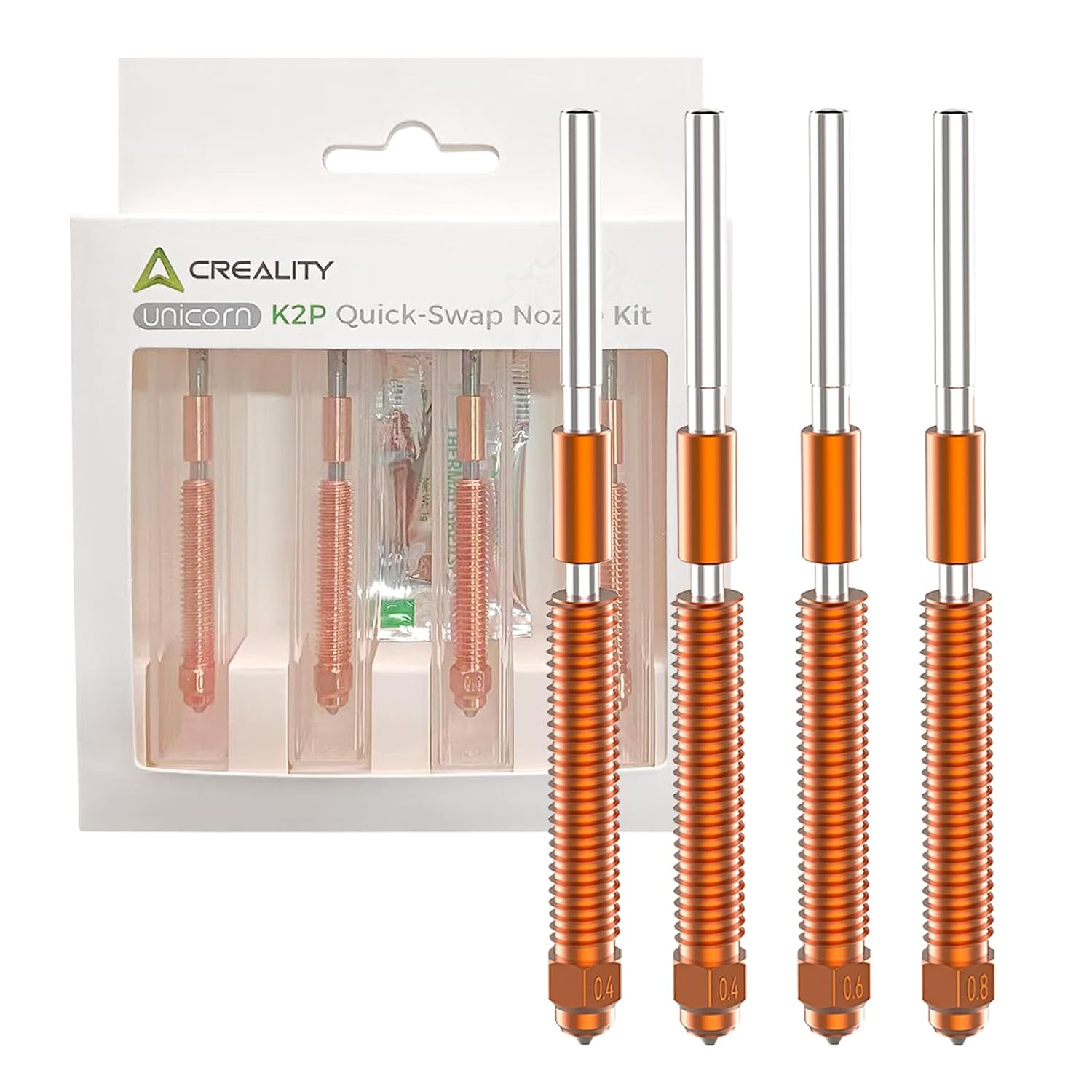 Creality Official 4PCS K2 Plus Nozzles, "Unicorn" K2P Quick-Swap Nozzle ...