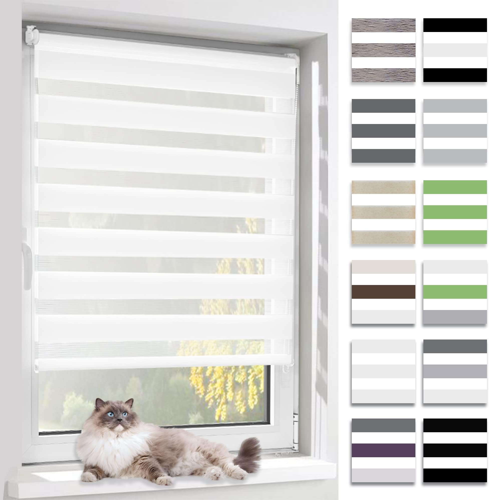 Amazon.de: Grandekor Doppelrollo Klemmfix ohne Bohren, Rollos für ...