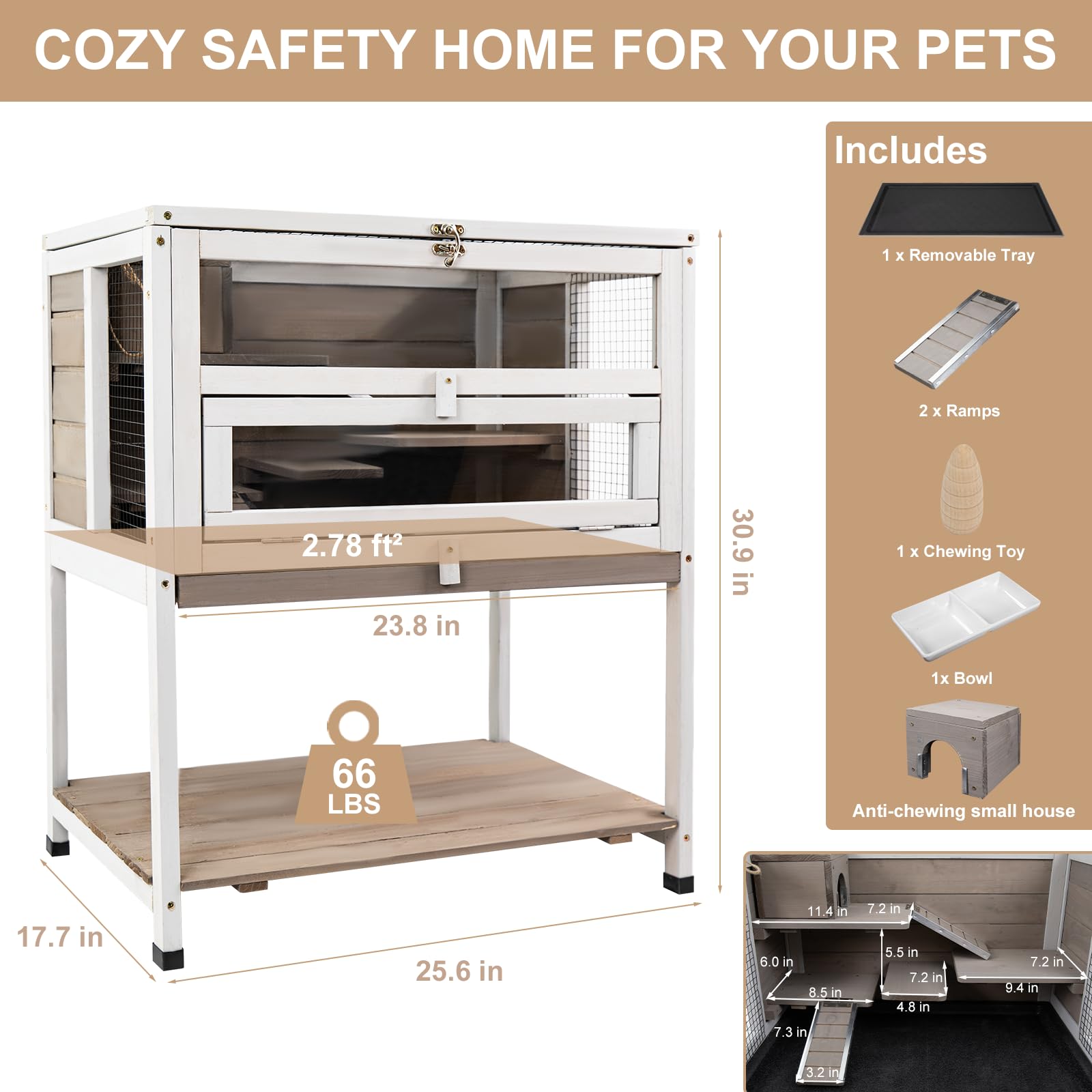 Snapklik.com : Ketive 3-Tier Wooden Hamster Cage