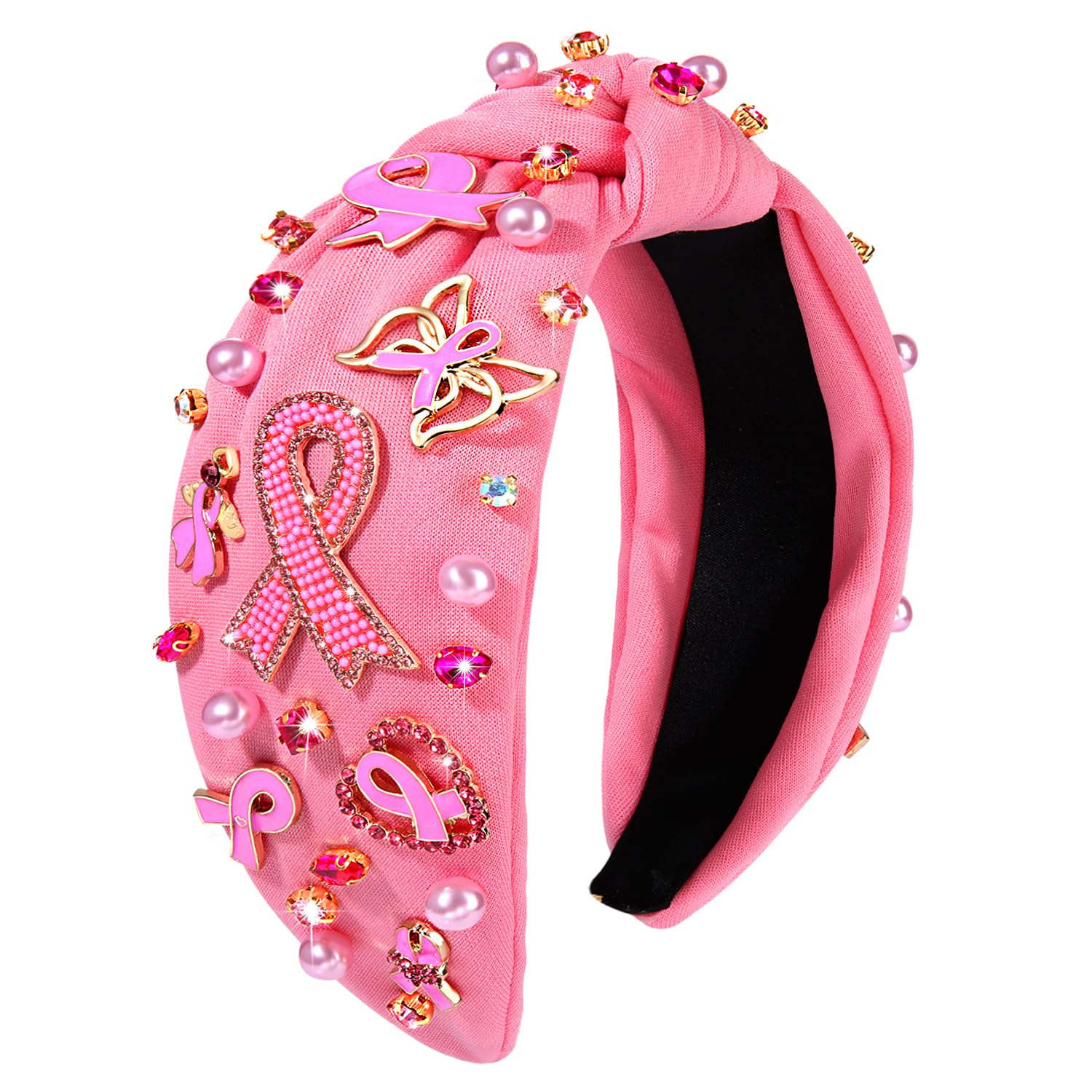 Amazon.com : Pink Ribbon Headband for Women Breast Cancer Awareness ...