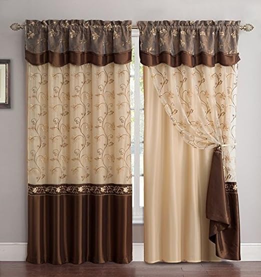 Amazon.com: Fancy Collection Embroidery Curtain Set 1 Panel Drapes with ...