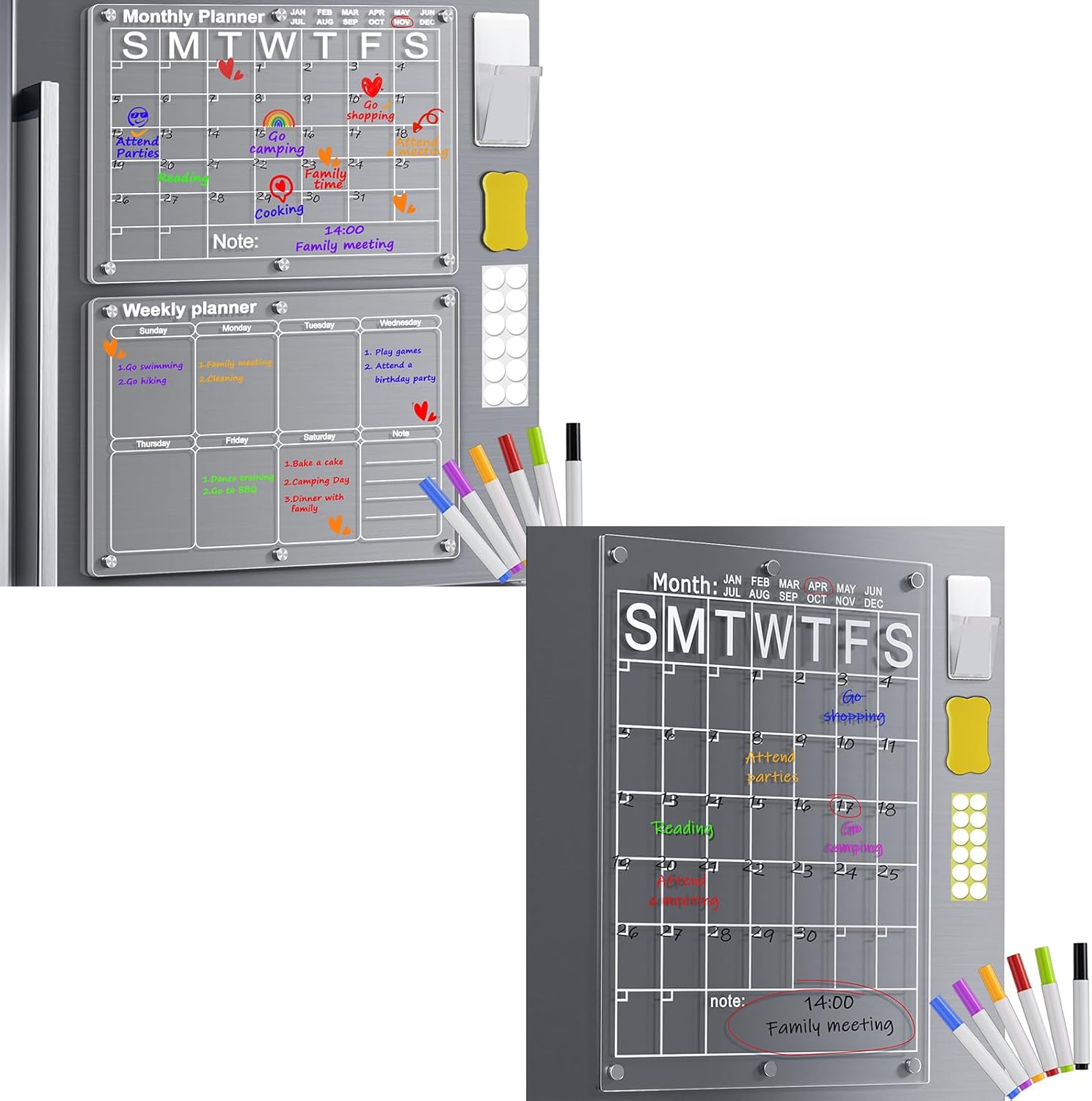Amazon.com : Yirilan Magnetic Acrylic Calendar for Fridge, 16"x12"Clear ...