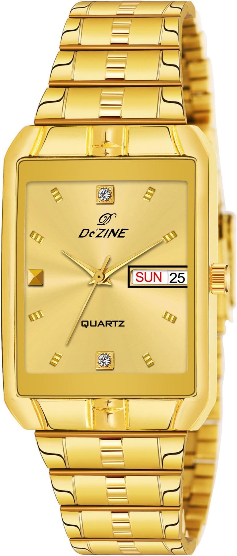 Buy Dezine Men's Day Date Display Golden Analog Watch (Gold) at Amazon.in
