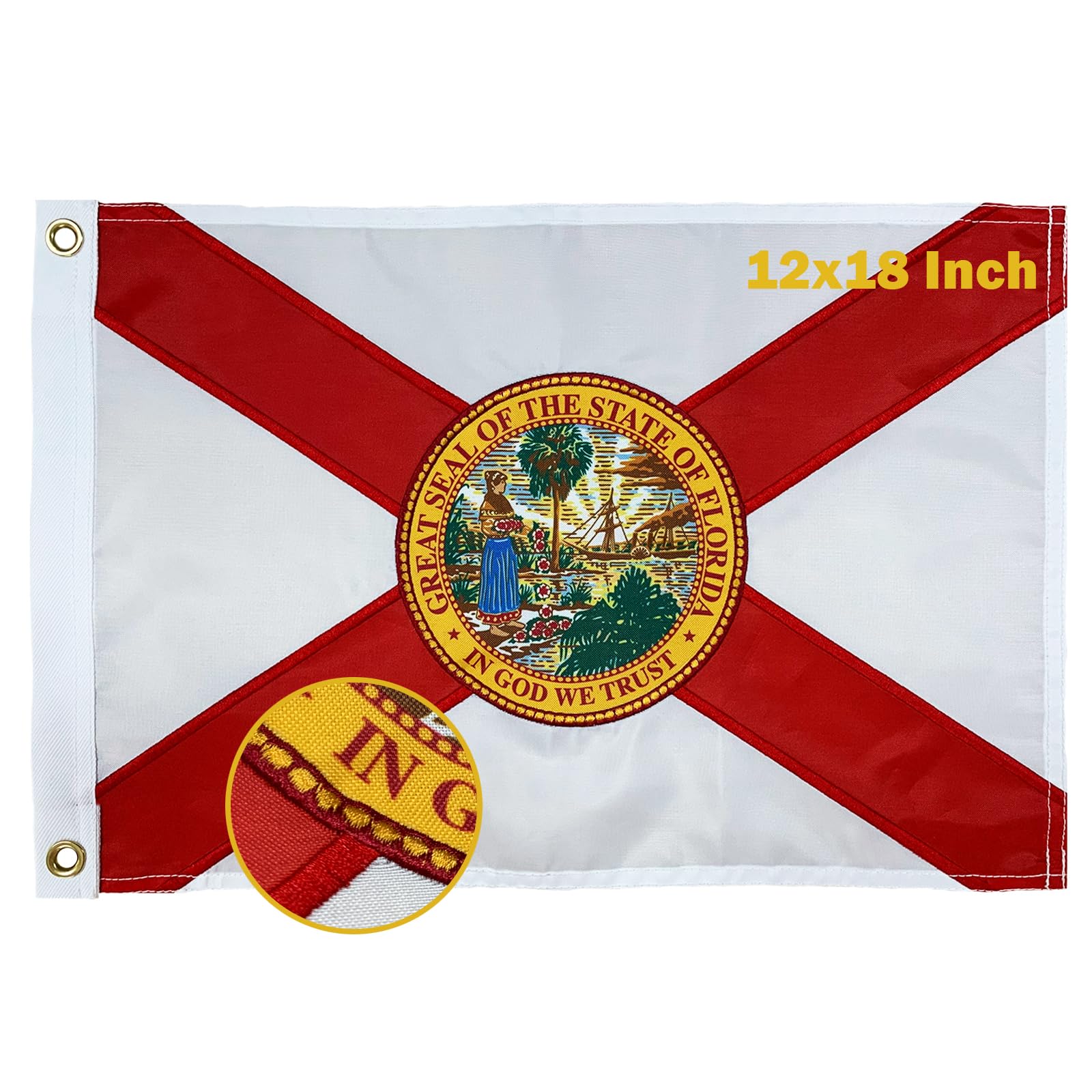 Amazon.com : TOPFLAGS Florida Flag 12x18 Inch Made in USA Embroidery ...