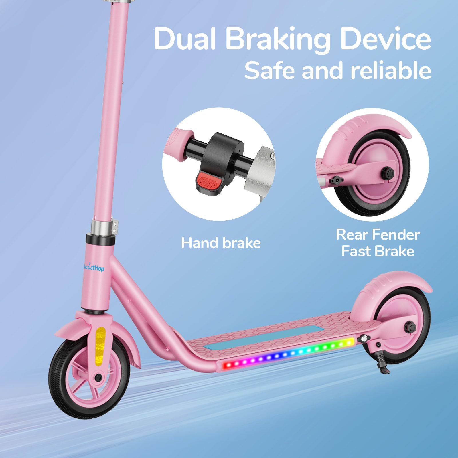 Snapklik.com : Scoothop Kids Electric Scooter,Colorful Rainbow Lights ...