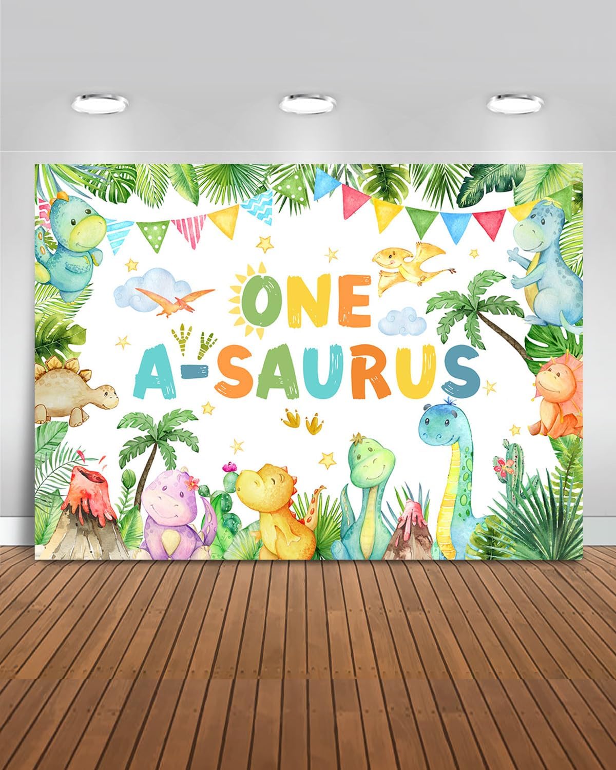 Amazon.com : Mocsicka One a Saurus Birthday Backdrop Dinosaur 1st ...