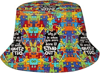 Autism Awareness Bucket Hats Fashion Sun Cap Packable Outdoor Autism ...