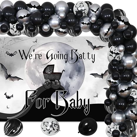 Amazon.com: 83Pcs Baby Shower Decorations We're Going Batty for Baby ...