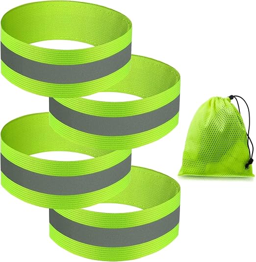 4Pcs Reflective Cycling Trouser Clips Reflective Wrist Strap Sport ...