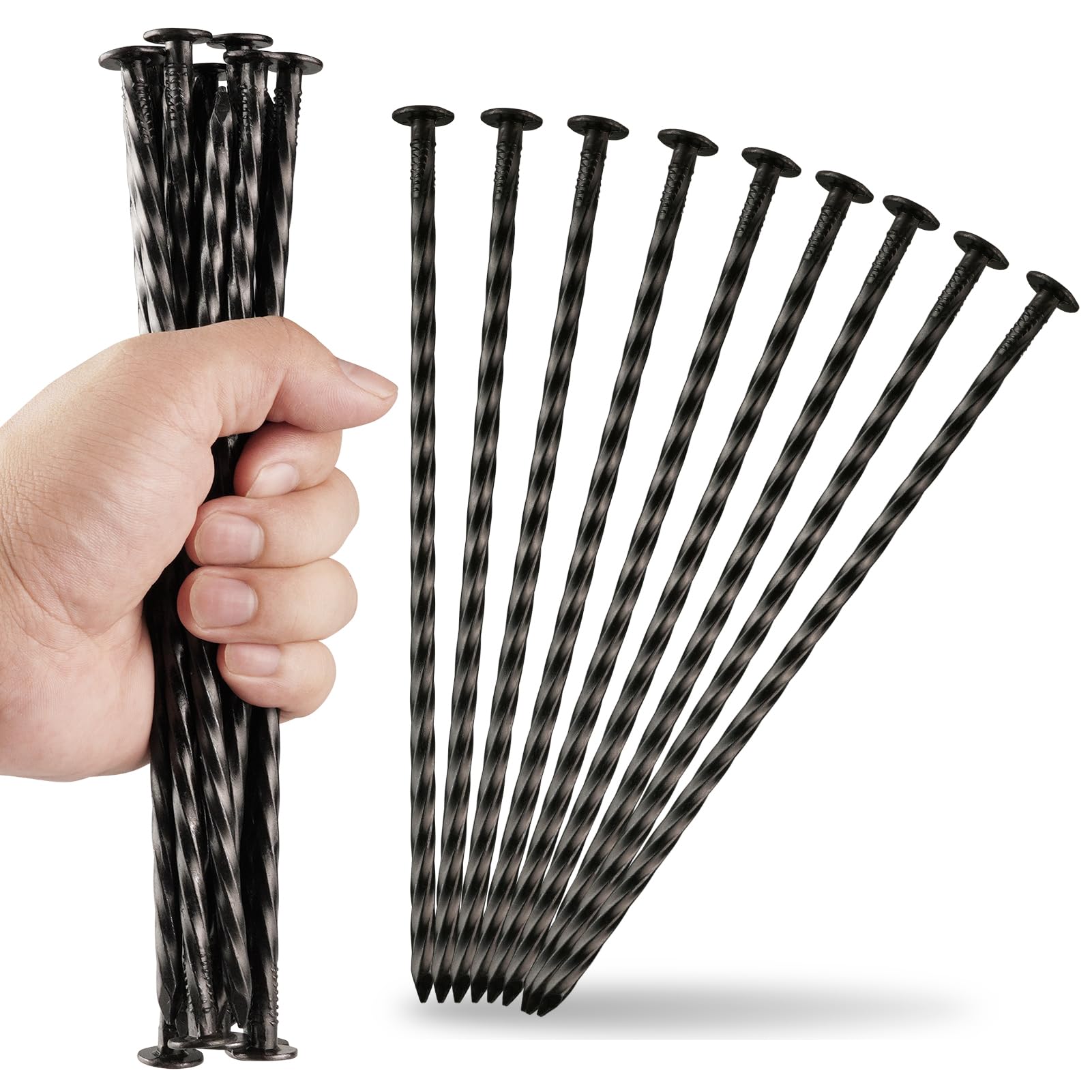 Snapklik.com : EISENSP 9-Inch Black Spiral Metal Landscapes Spikes