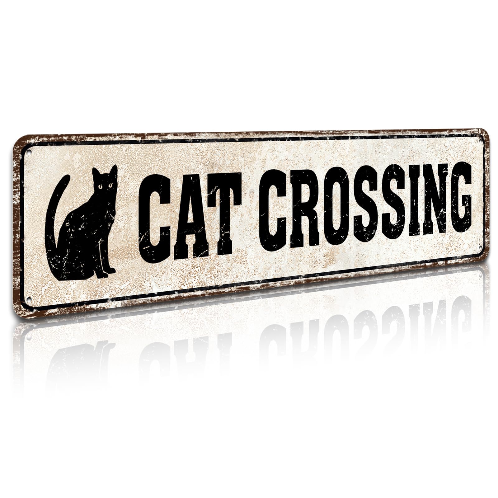 Amazon.com : SOYAVE Funny Metal Warning Cat Crossing Sign Wall Décor ...