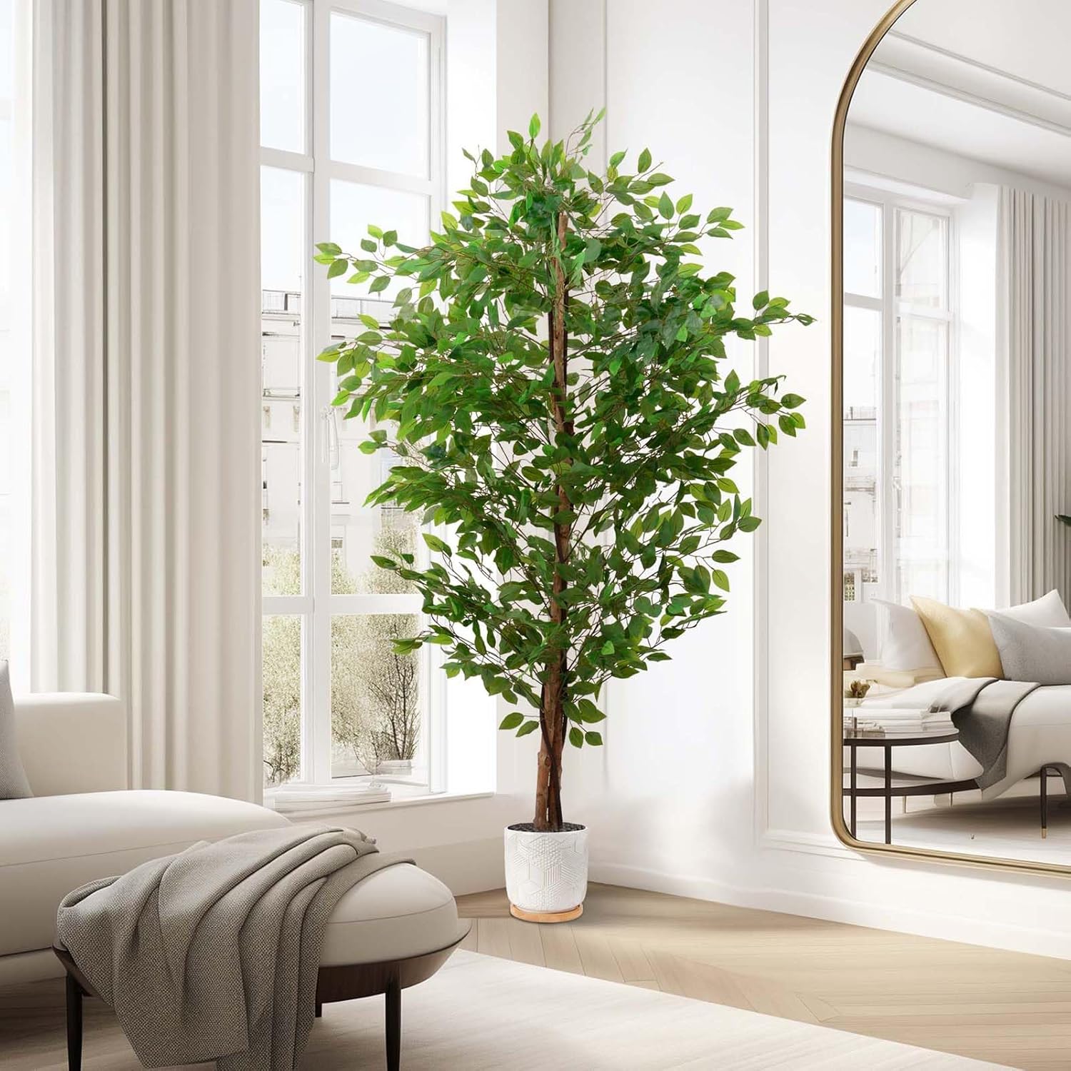 Amazon.com: 6ft Large Artificial Tree Ficus, Tall Faux Trees Indoor ...