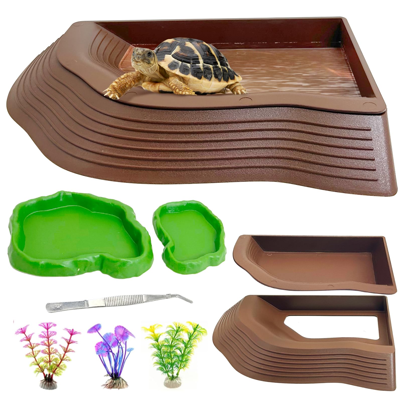 Tortoise Food Dish Hacaroa 3 Pcs Tortoise Water Dish With Ramp And ...