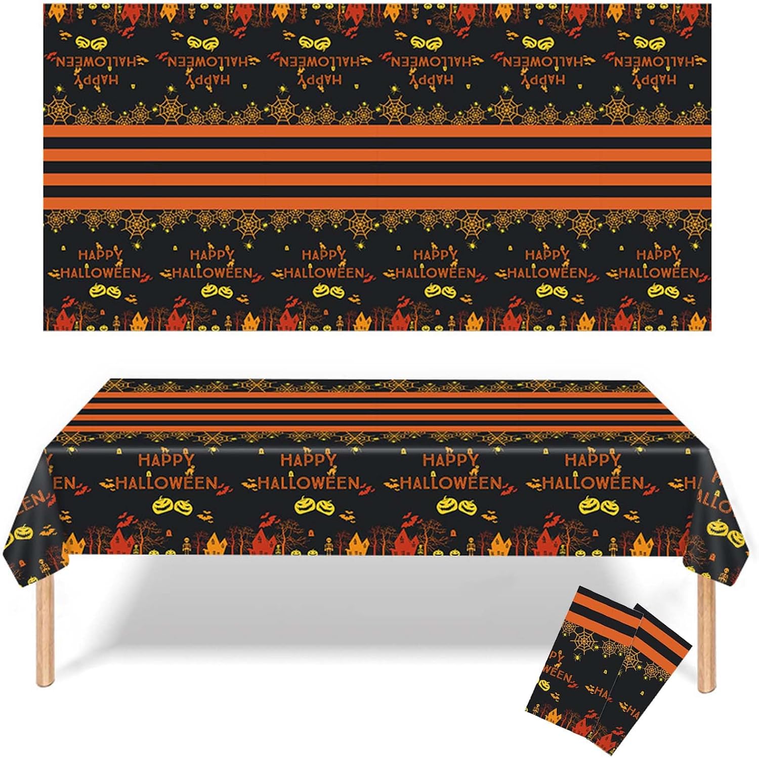 Amazon.com: WEIKA 2 Pack Halloween Tablecloths - 54" & 102" Disposable ...