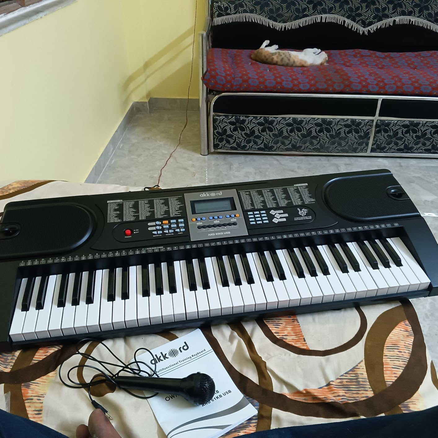 Akkord 61-Key Octave Electronic Keyboard with adapter- LCD Display| USB ...