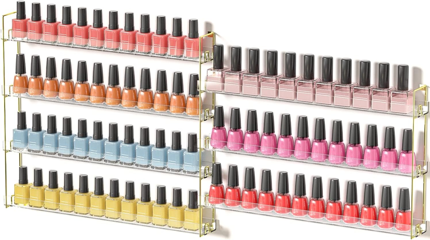 Amazon.com: J JACKCUBE DESIGN Gold Frame Nail Polish Wall Mount Rack 7 ...