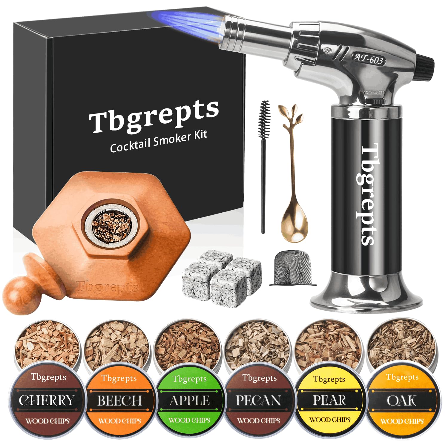 Smoke Whiskey Cocktail Kit with Torch, Dome and 6 Flavors Wood Chips ...