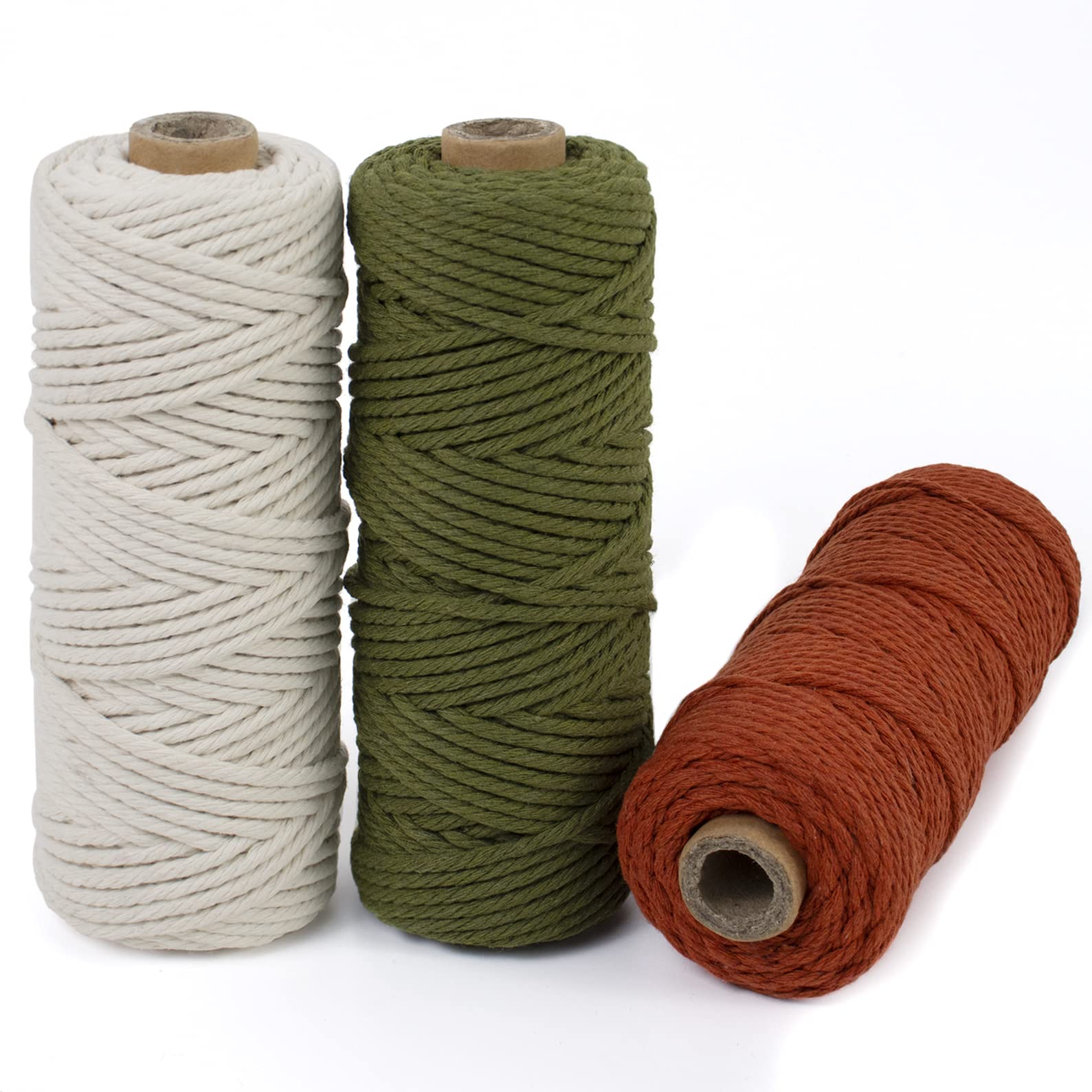 LEREATI Macrame Cord 3mm Set, 150m Thick Macrame Cotton Rope Yarn, 4 ...