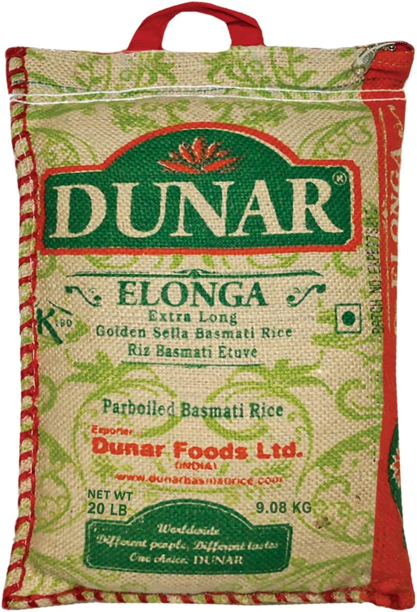 Amazon.com : Dunar - Elonga Parboiled Golden Sella Basmati Rice, Extra ...