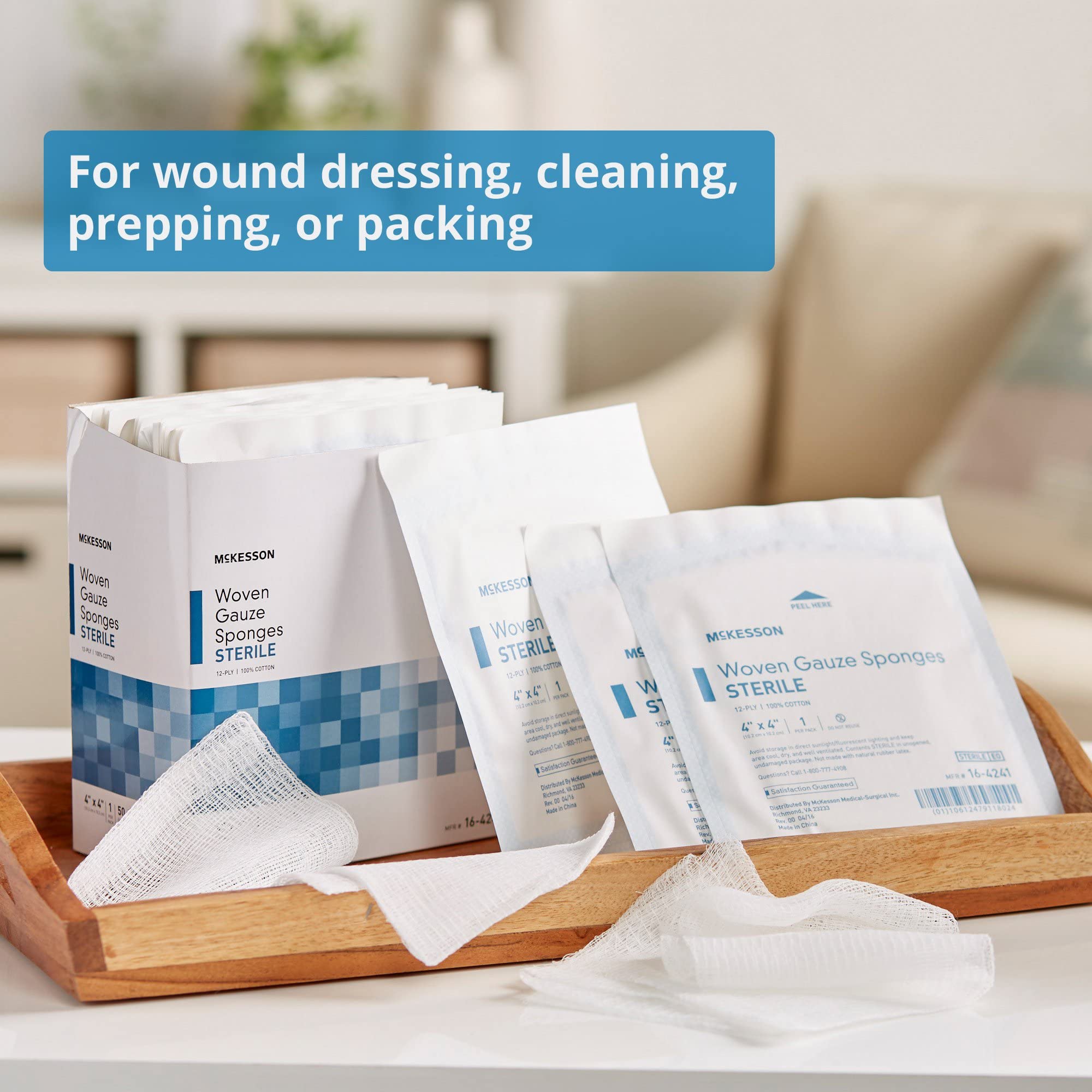 Snapklik.com : McKesson Woven Gauze Sponges, Sterile, 12-Ply, 100% Cotton