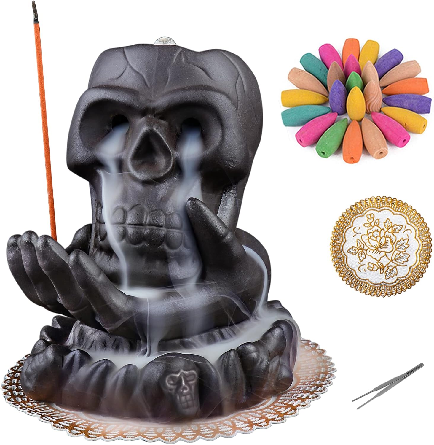 Amazon.com: Skull Incense Burner,Incense Waterfall Burner,Ceramic ...