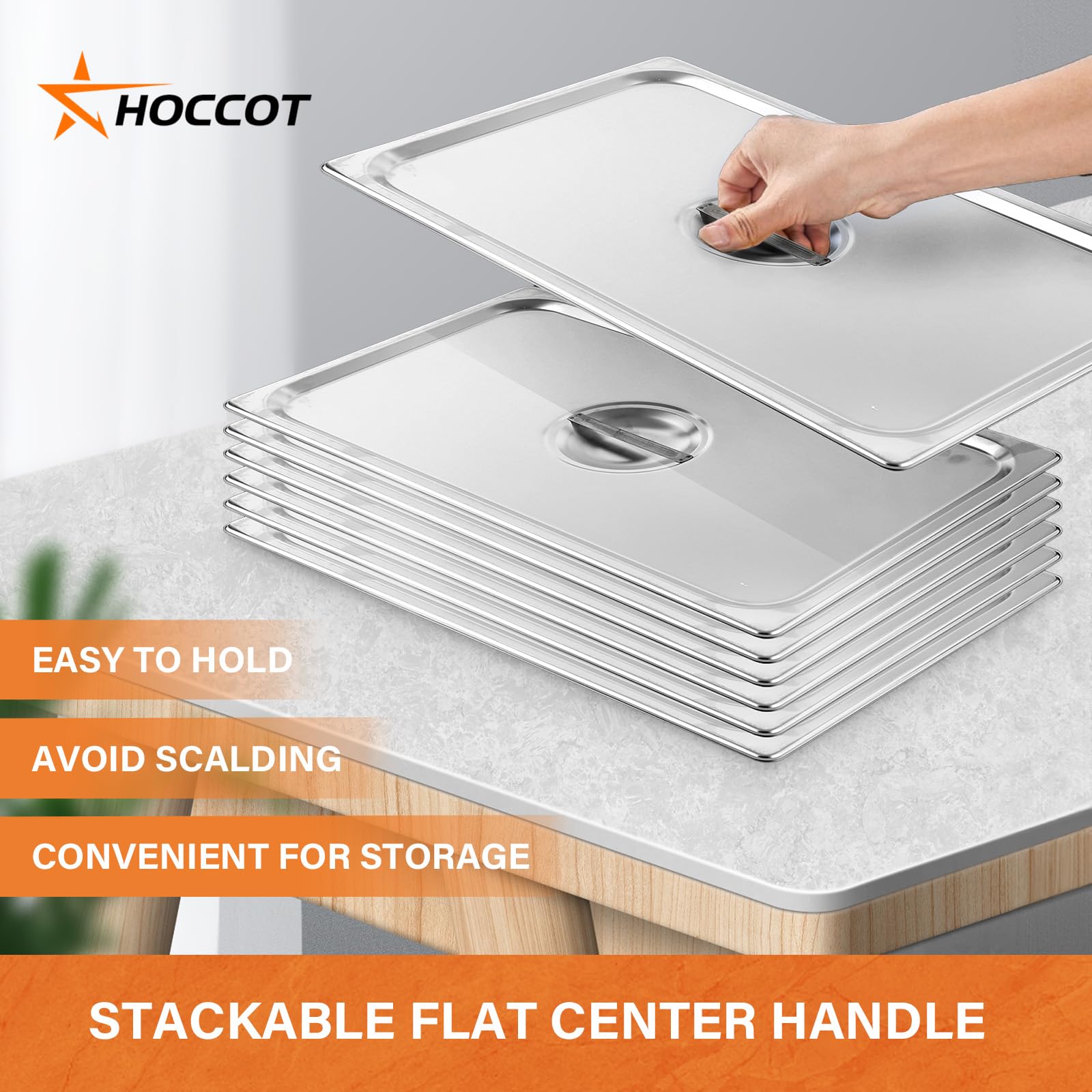 Snapklik.com : HOCCOT 6-Pack 1/2 Size Stainless Steel Steam Table Lid ...
