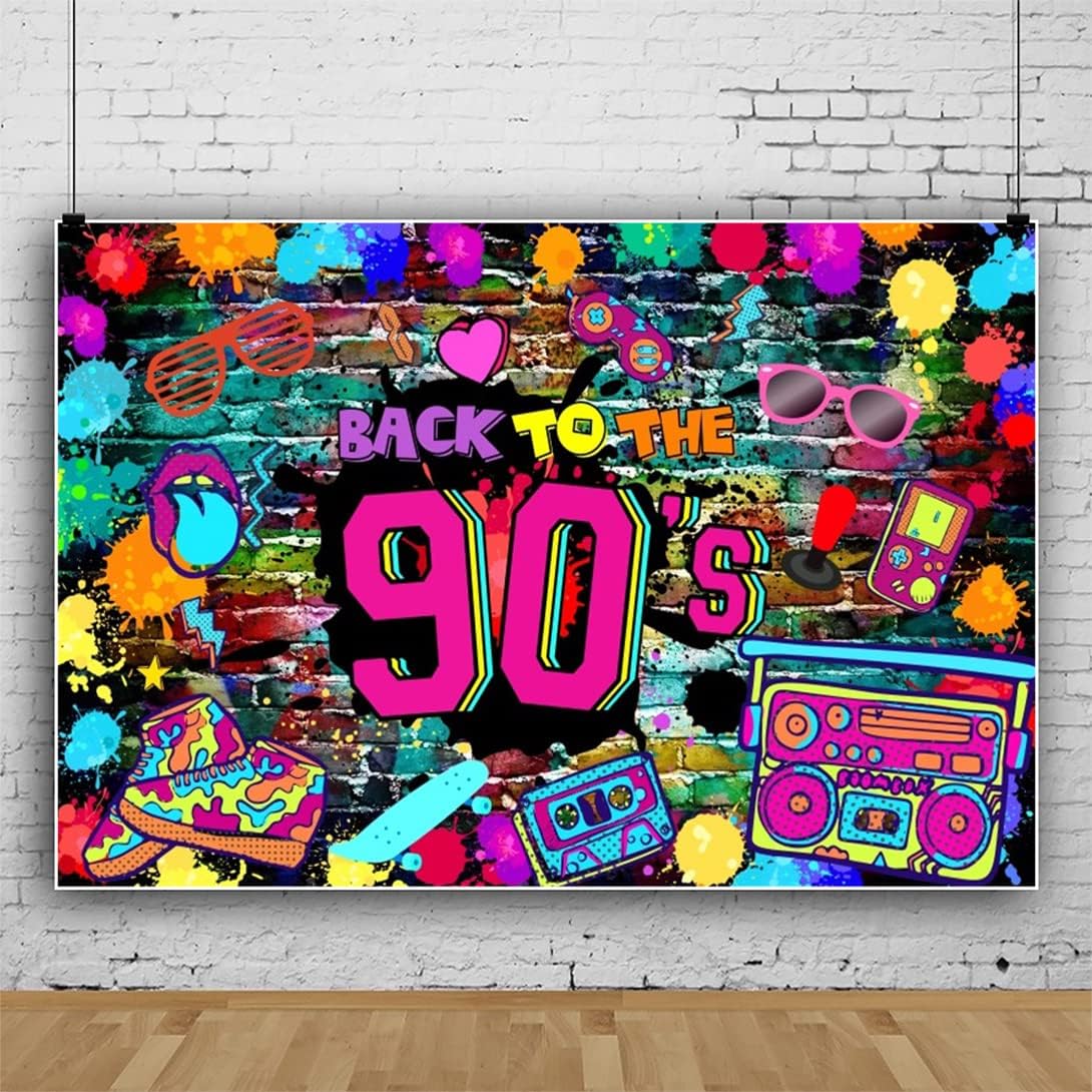 Amazon.com : RBQOKJ 7x5ft Back to The 90's Backdrop Colorful Graffiti ...