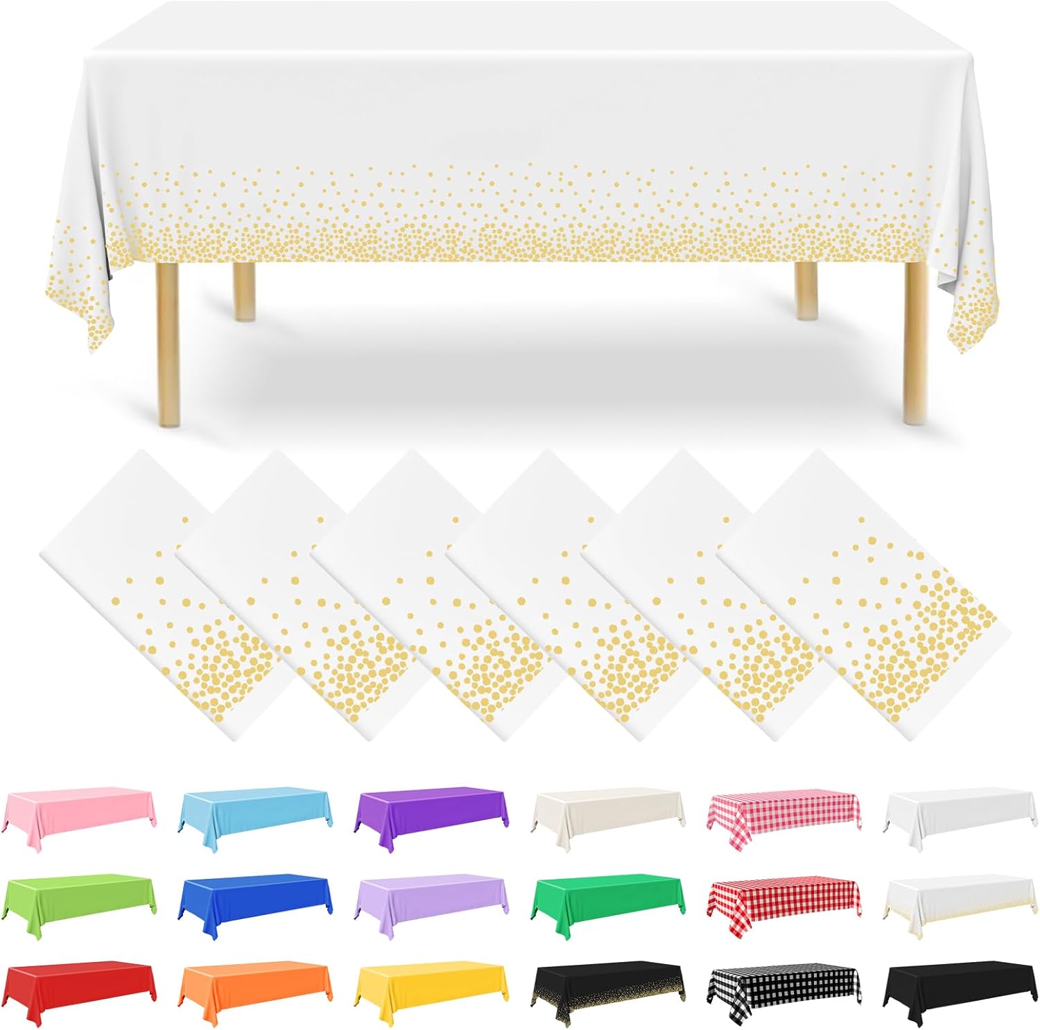 NACHLYNN 6 Pack Disposable Plastic Tablecloths 54 x 108 Inch Gold and ...