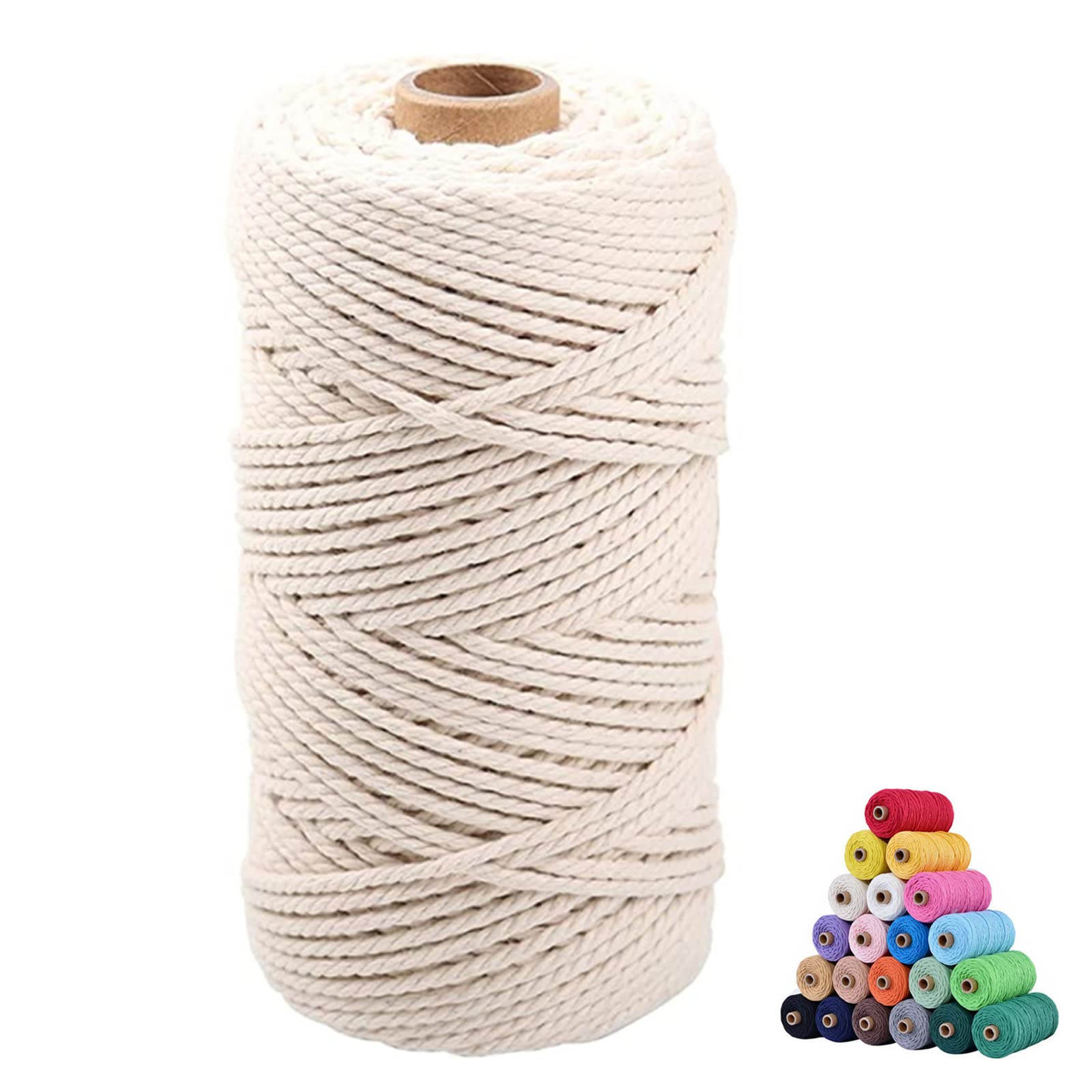 Amazon.com: Natural Macrame Cord 3mm x 109yards Colored Macrame Cord ...