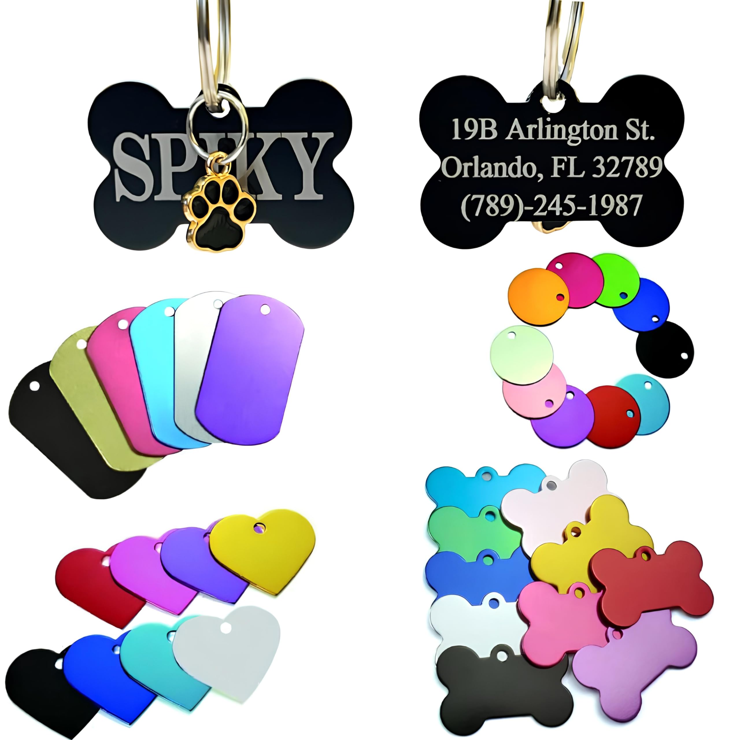 Amazon.com: Custom Engraving Pet ID Tags in 4 Shapes, 10 Colors ...